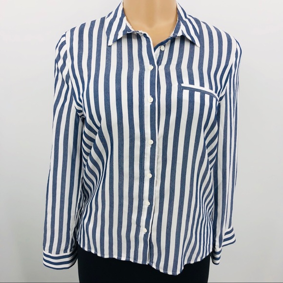 Zara | Tops | Zara Striped Button Down Blouse | Poshmark